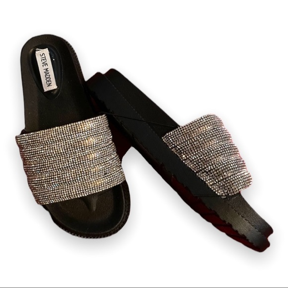 Steve Madden | Shoes | Steve Madden Rhinestone Slides Slippers Taissy ...